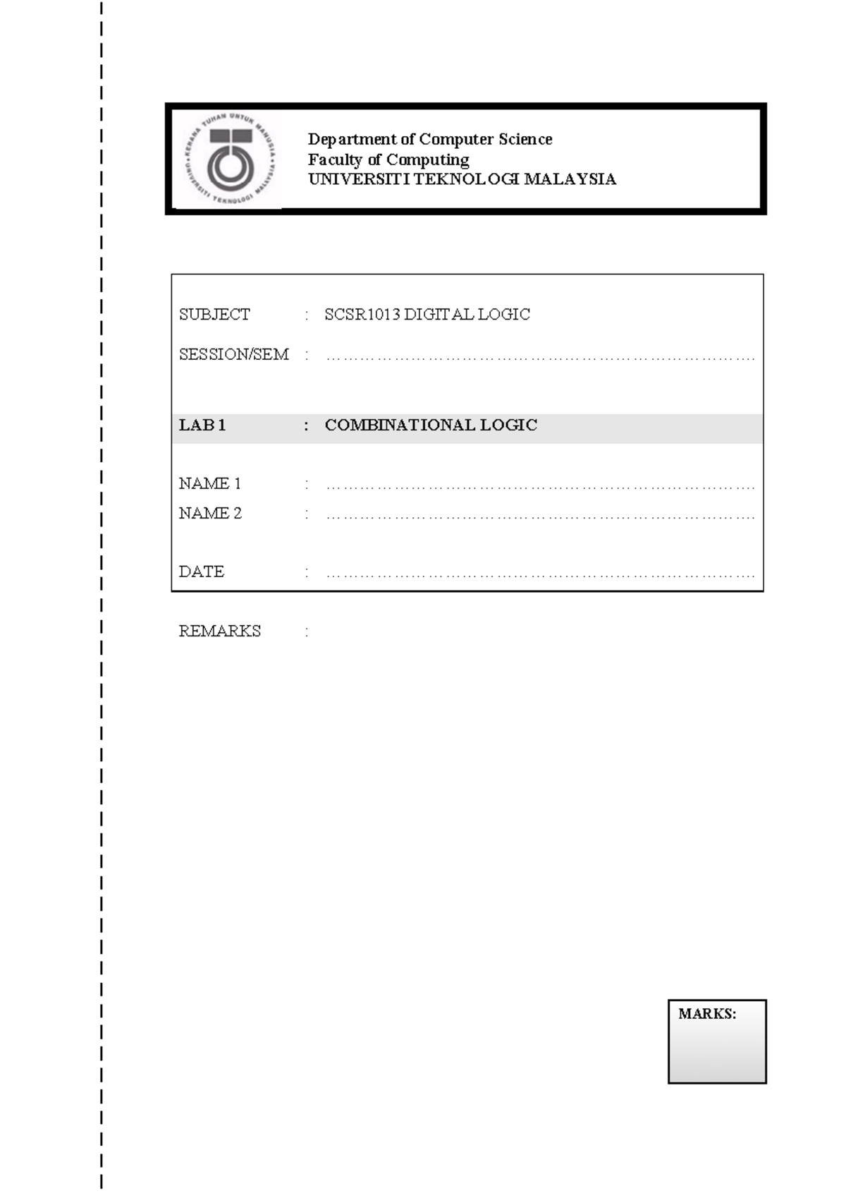 Lab 1 Instructions - Department of Computer Science Faculty of ...