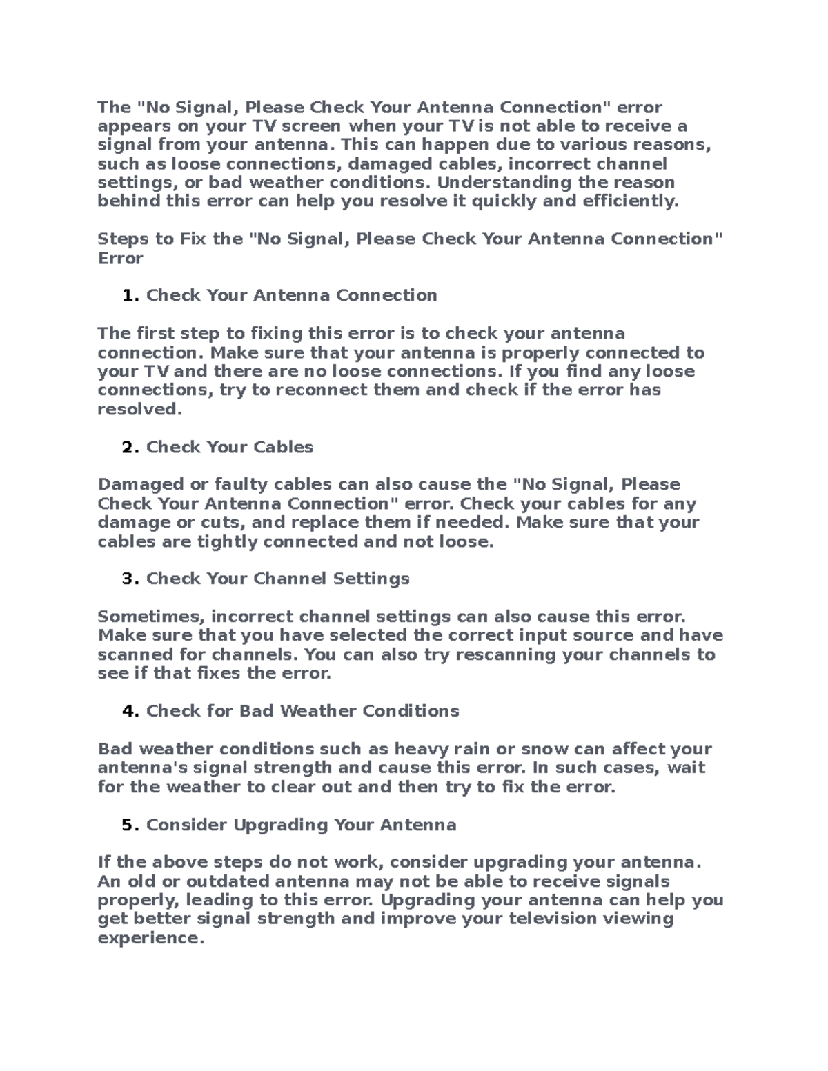 New Microsoft Word Document - The "No Signal, Please Check Your Antenna ...