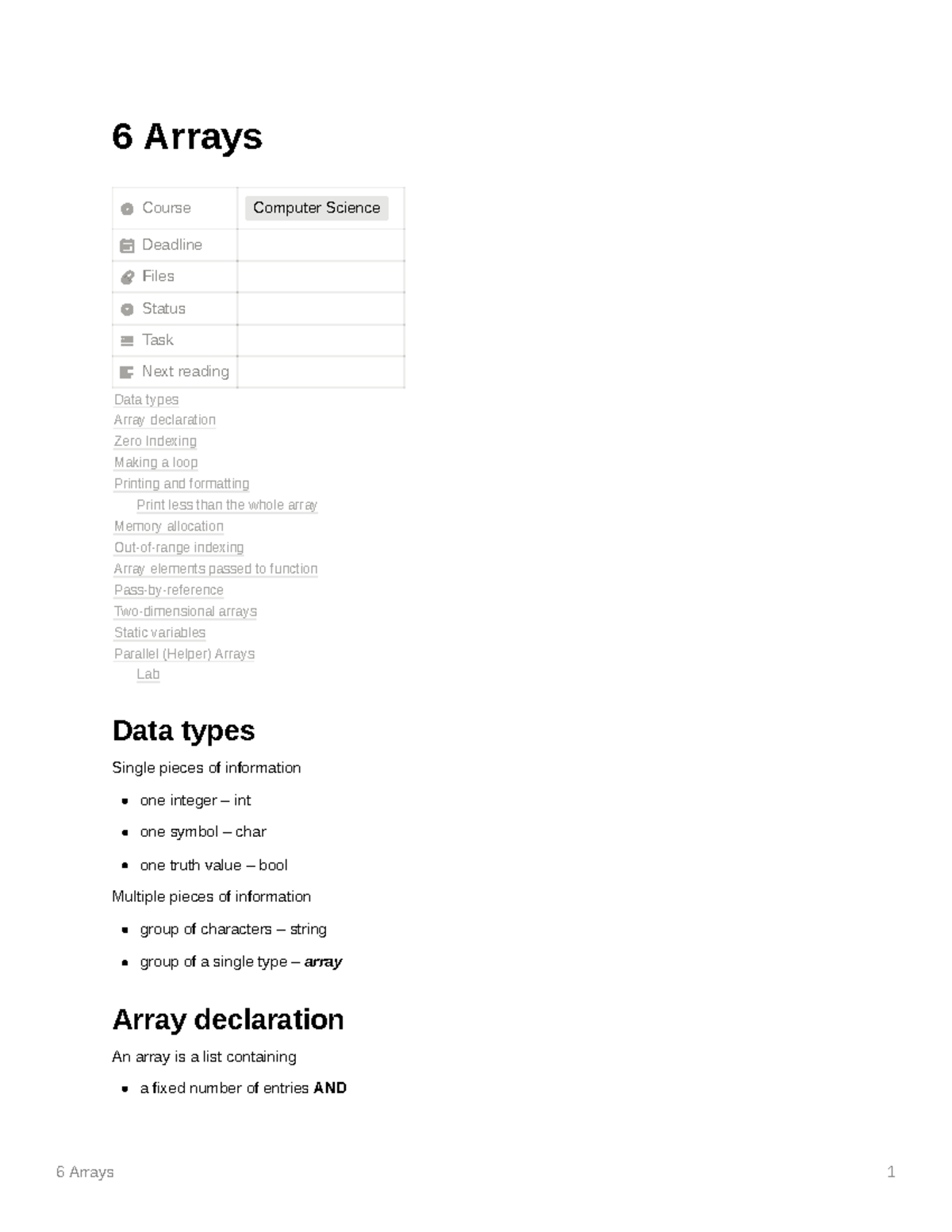 6 Arrays - As the title says - CISC 1600 - Fordham University - Studocu