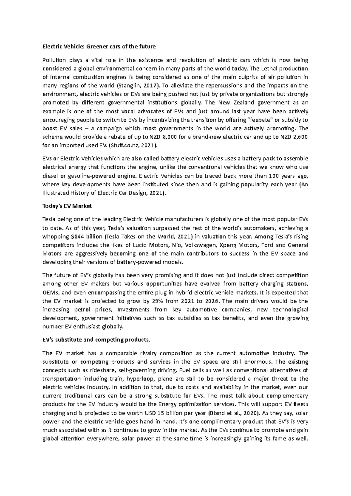 601 Assignment 2 - Electric Vehicle - Electric Vehicle: Greener cars of ...