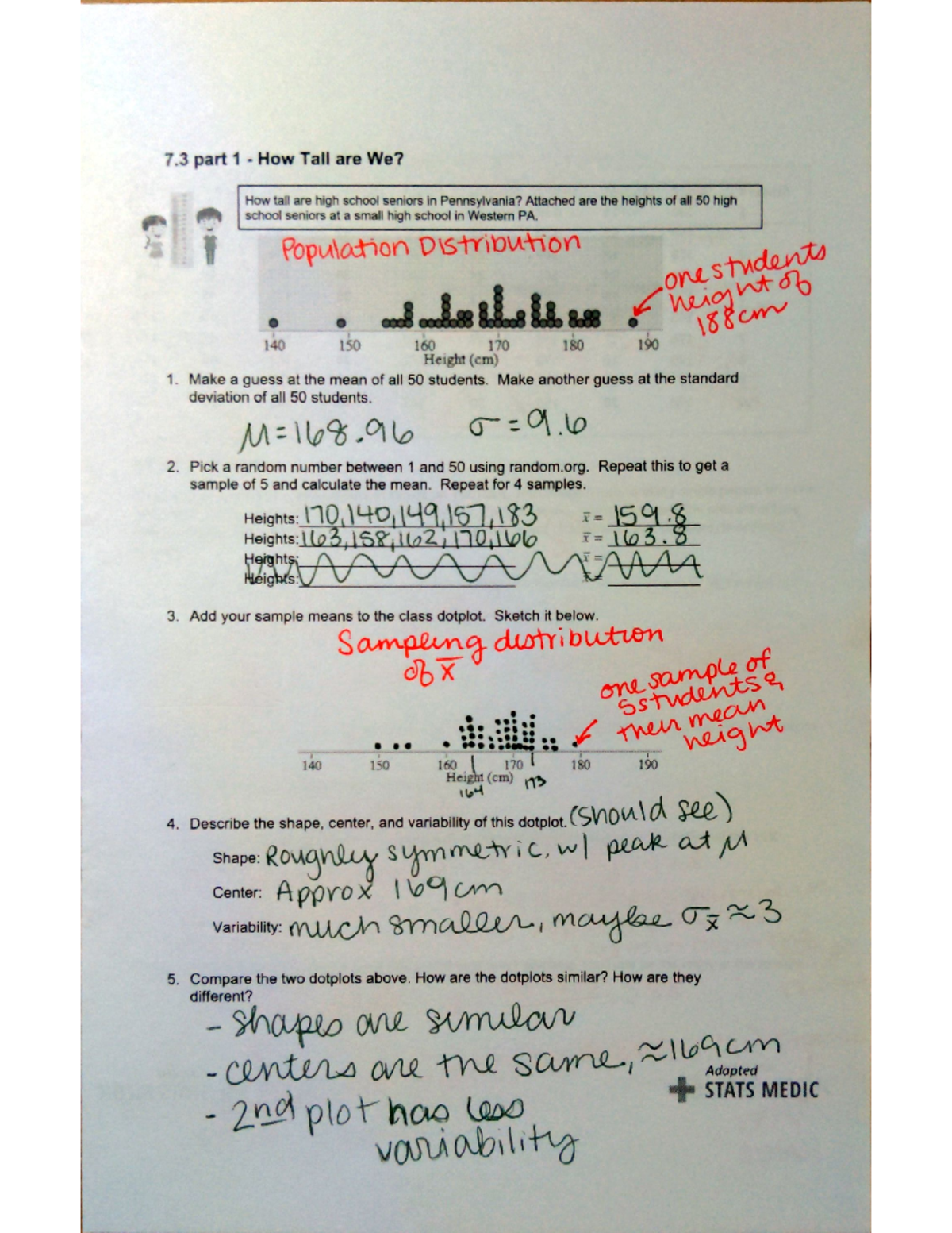 7.3 part 1 - Helpful notes for AP Statistics. - Studocu