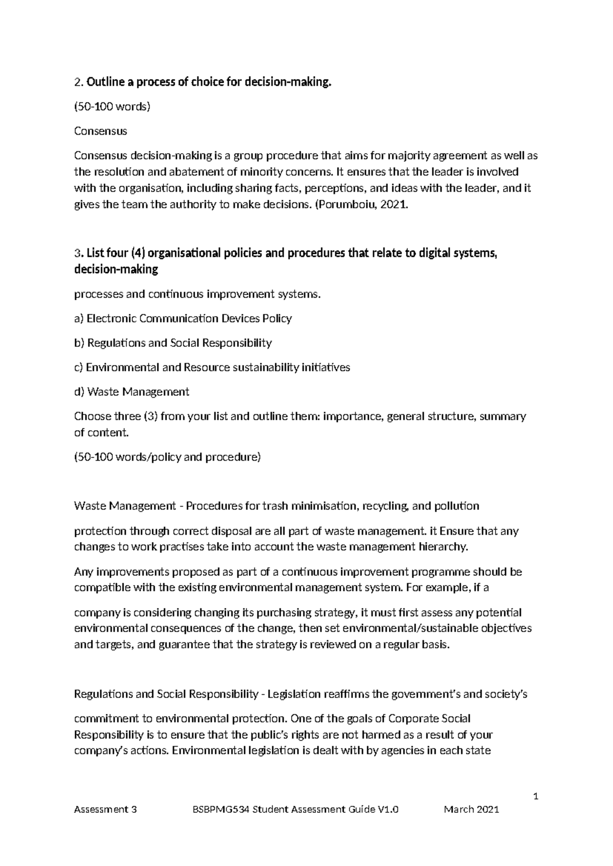 502 Task 1 v1 - assessment - 2. Outline a process of choice for ...