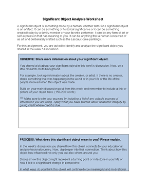 Significant Object Wk 5Maurice,S - Significant Object Analysis ...