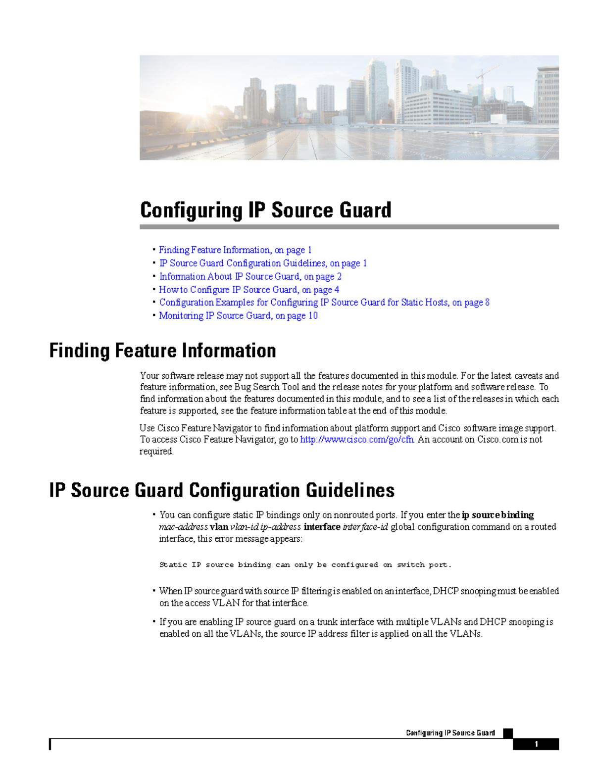 Ip Source Guard Tutorial Finding Feature Information On Page 1 Ip
