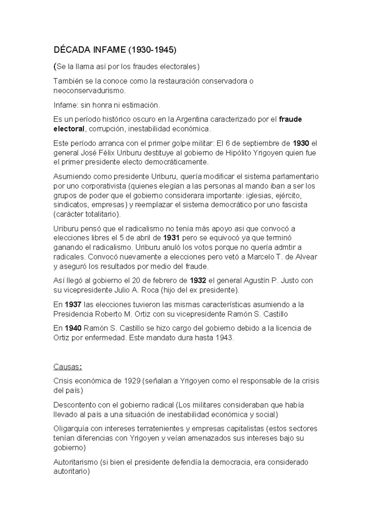 Década Infame - DÉCADA INFAME (1930-1945) (Se la llama así por los ...