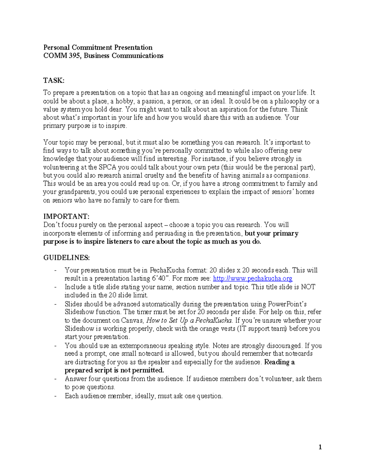 Personal Commitment Instructions - 1 Personal Commitment Presentation ...