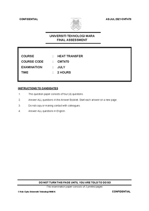 Exercise Of Heat Transfer (Chapter 1) - Exercise Chapter conduction: n ...