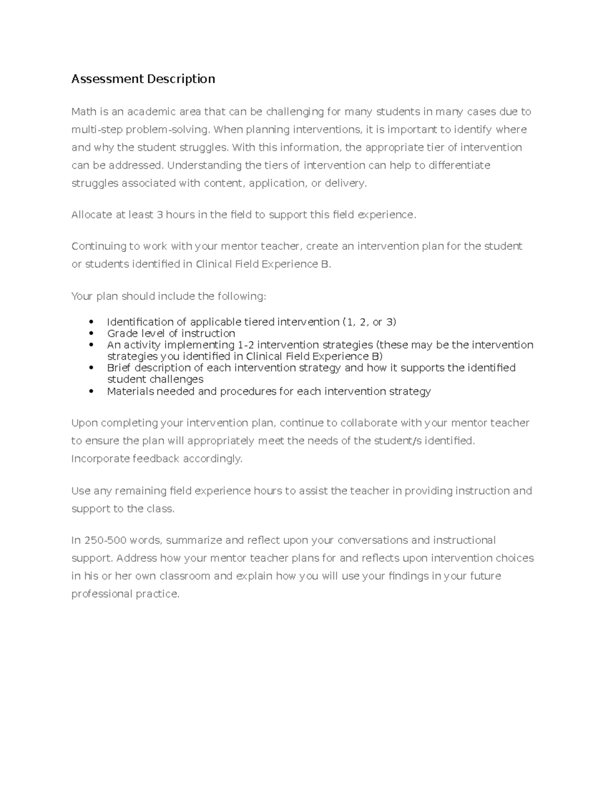 CFE- C Assignment Info - Assessment Description Math is an academic ...