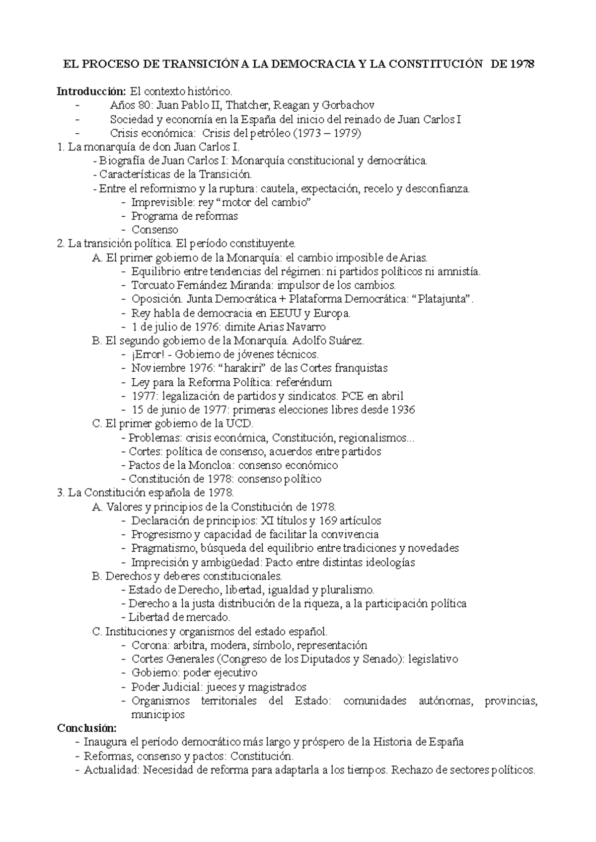 GUIÓN TransicióN Democratica - EL PROCESO DE TRANSICIÓN A LA DEMOCRACIA ...