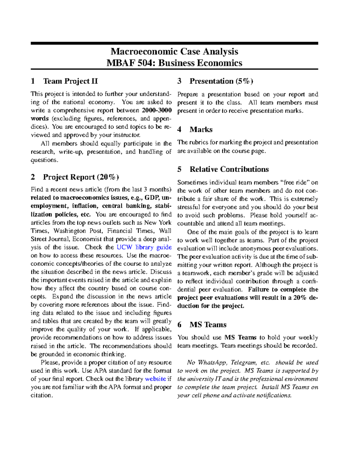 MBAF504 Team Pronect II - Macroeconomic Case Analysis MBAF 504 ...