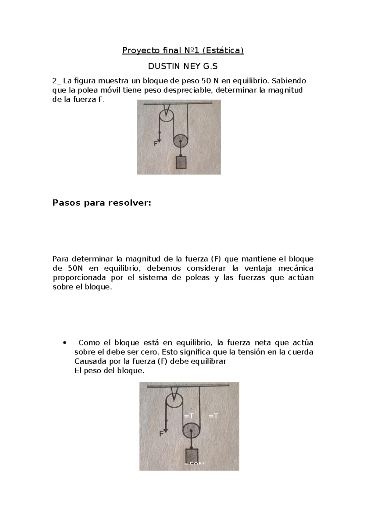 Problema 2 Dustin NEY Estática - Proyecto final Nº1 (Estática) DUSTIN NEY G 2_ La figura muestra ...
