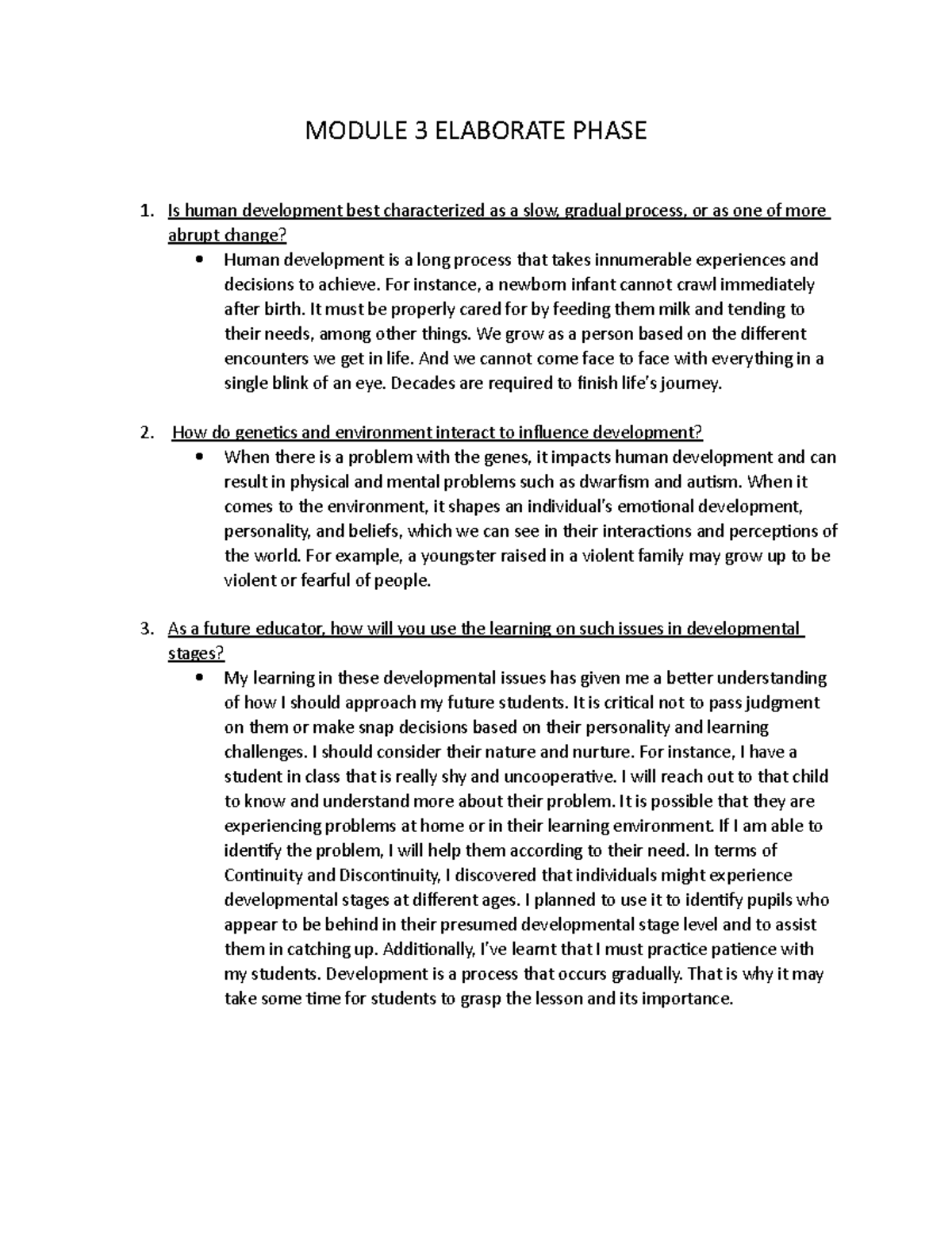 Module 3 Elaborate Phase - MODULE 3 ELABORATE PHASE Is human ...