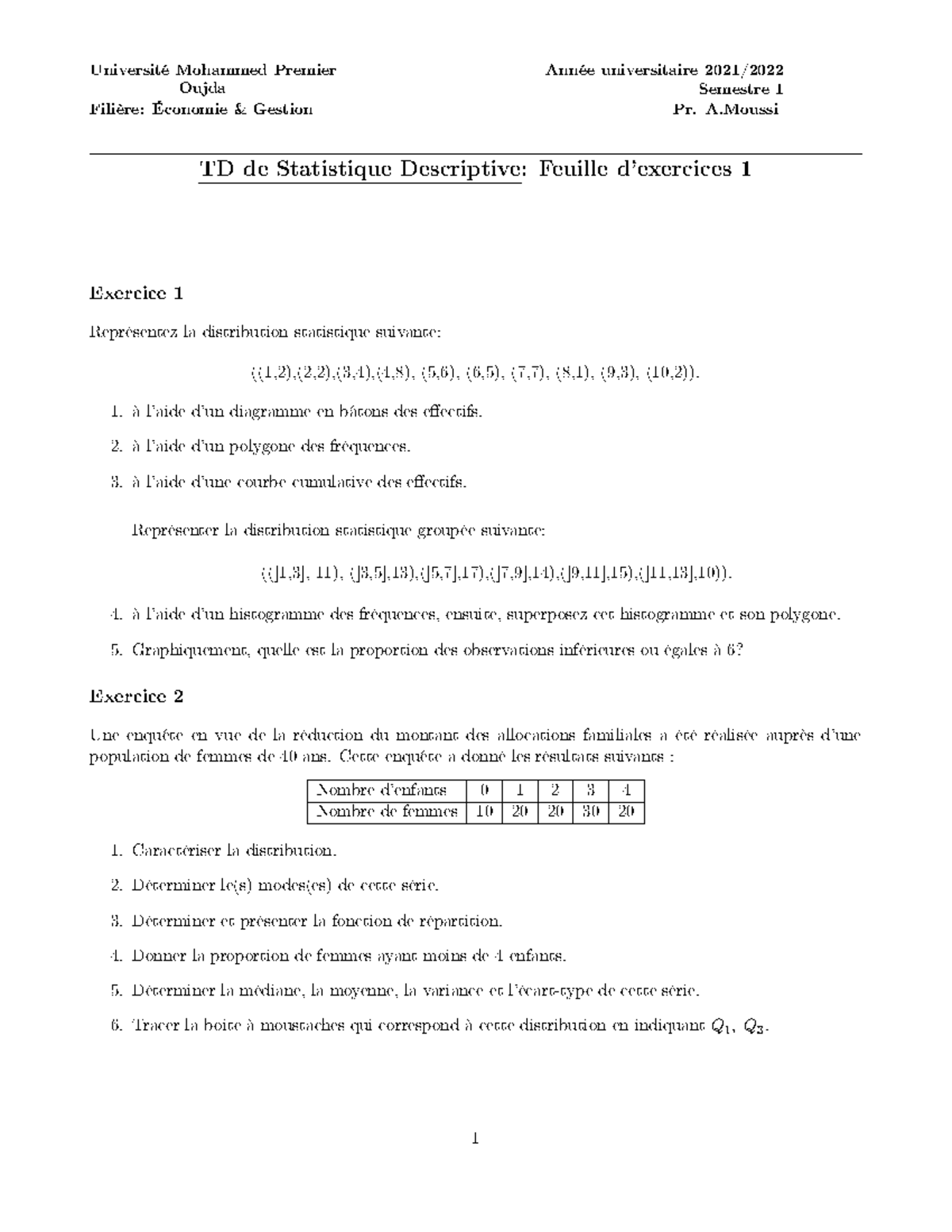 TD1 Stat desc - TD1 Stat desc - ♥ rs té ♦ ♠♠ Pr ♠ r èr ♦♥♦♠ st ♦♥ ♥♥é - Studocu