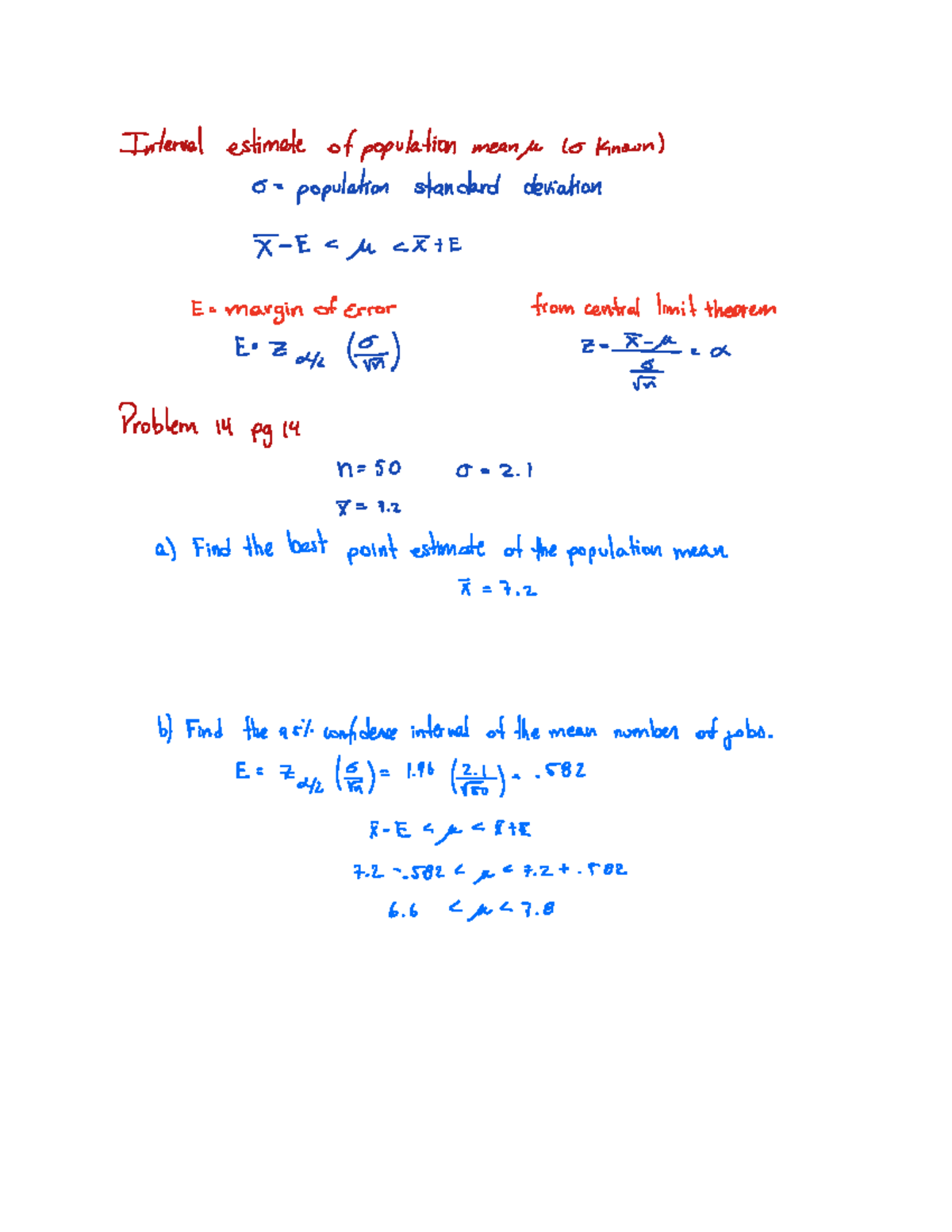 Interval Estimate of population mean average (sigma known) - Interval ...