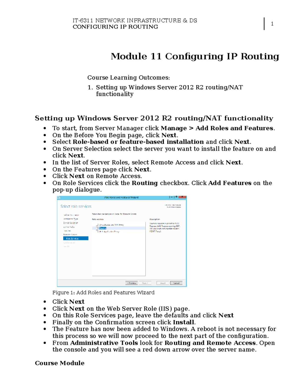 W8 Lesson 11 Configuring Ip Routing Module It 6311 Network