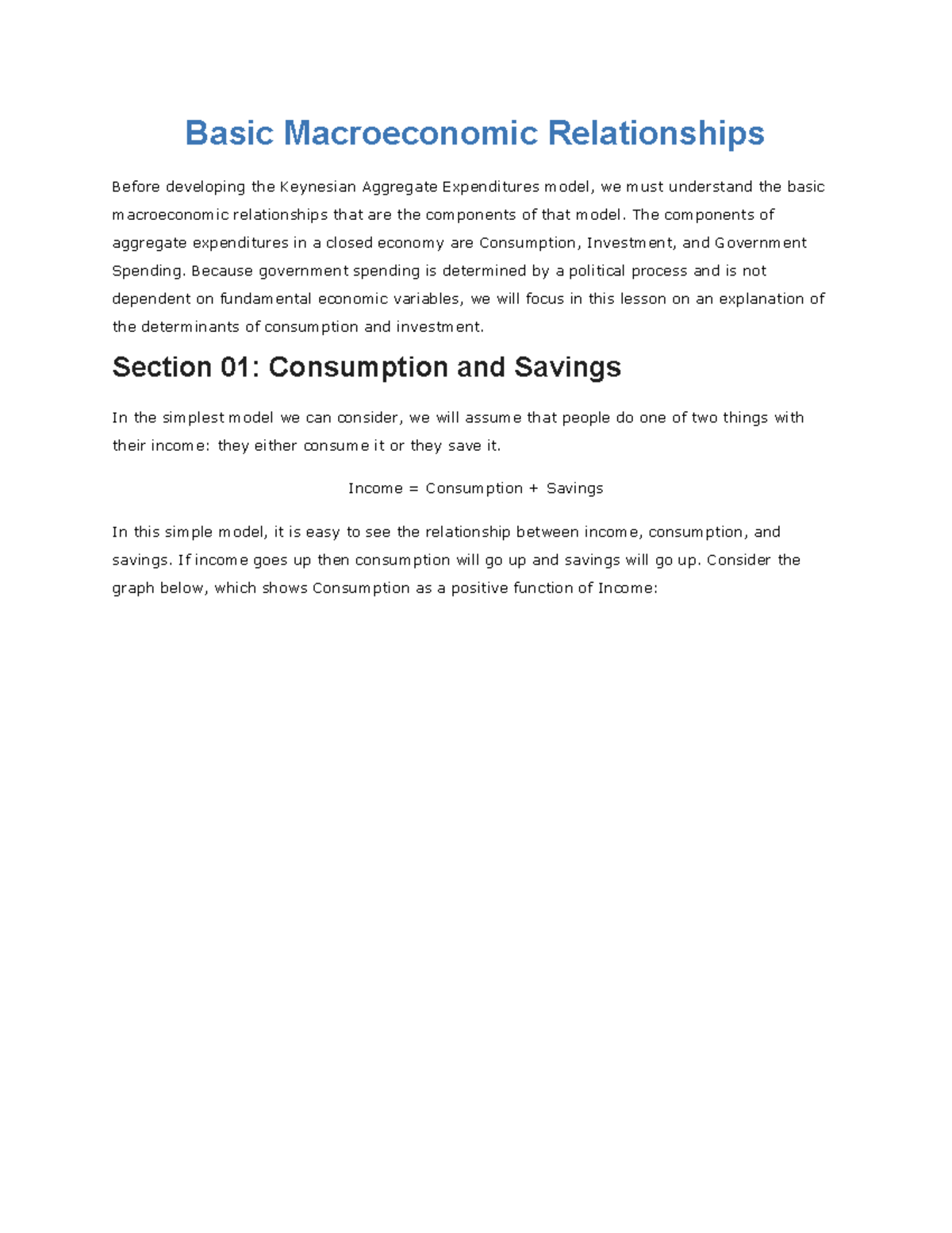 Basic Macroeconomic Relationships - The components of aggregate expenditures in a closed economy ...