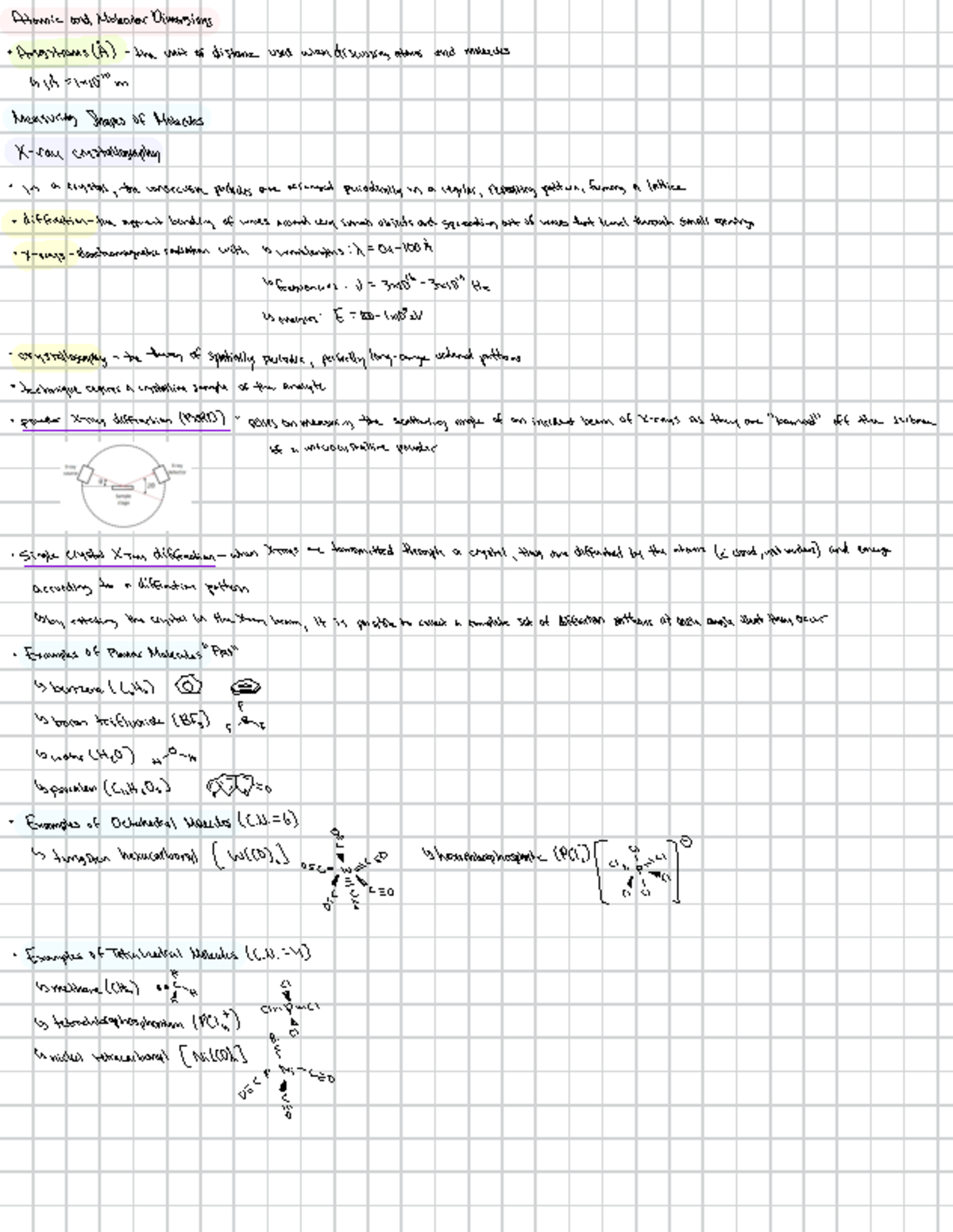 Chem 2060 notes - Atomic and Molecular Dimensions · Angstroms (A) - the ...