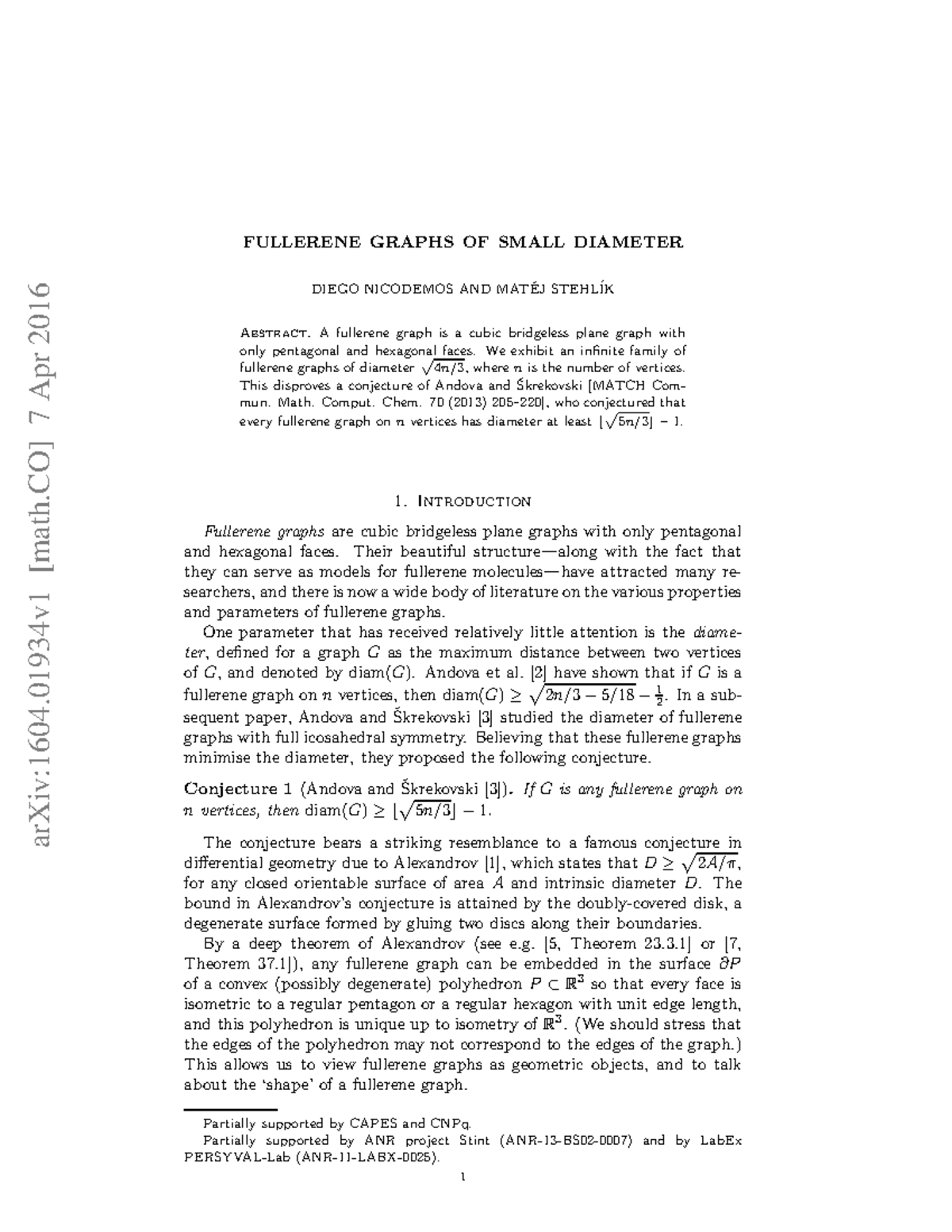 1604 - Cours - arXiv:1604 [math] 7 Apr 2016 FULLERENE GRAPHS OF SMALL ...