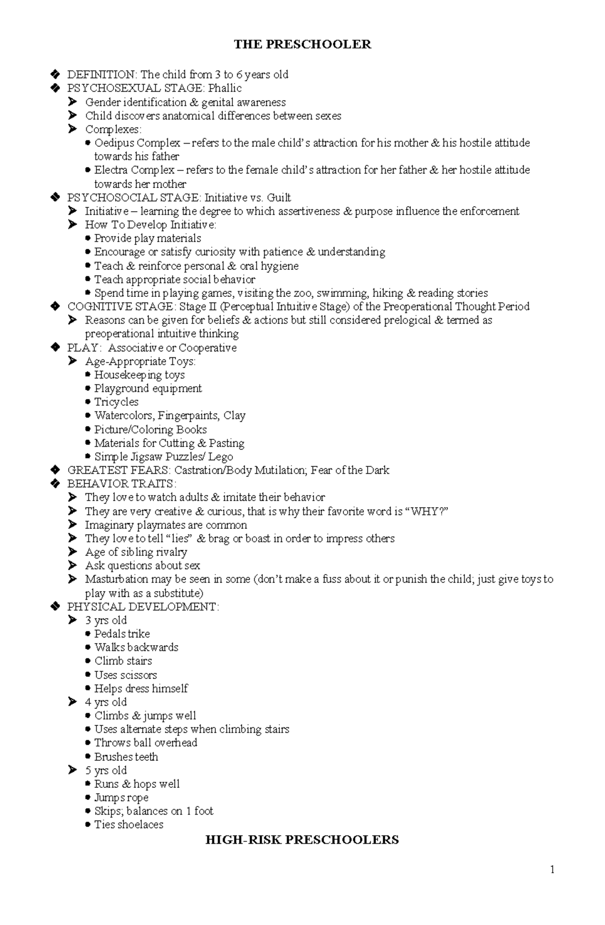 Pedia- Preschool - THE PRESCHOOLER DEFINITION: The child from 3 to 6 ...