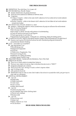 Pedia- Toddler - THE TODDLER I. DEFINITION: The child from 1 to 3 years ...