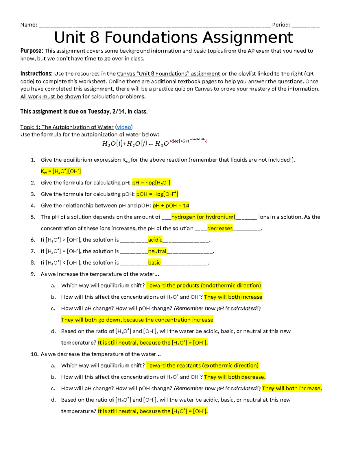 Unit 8 Foundations Packet - Name: - Studocu