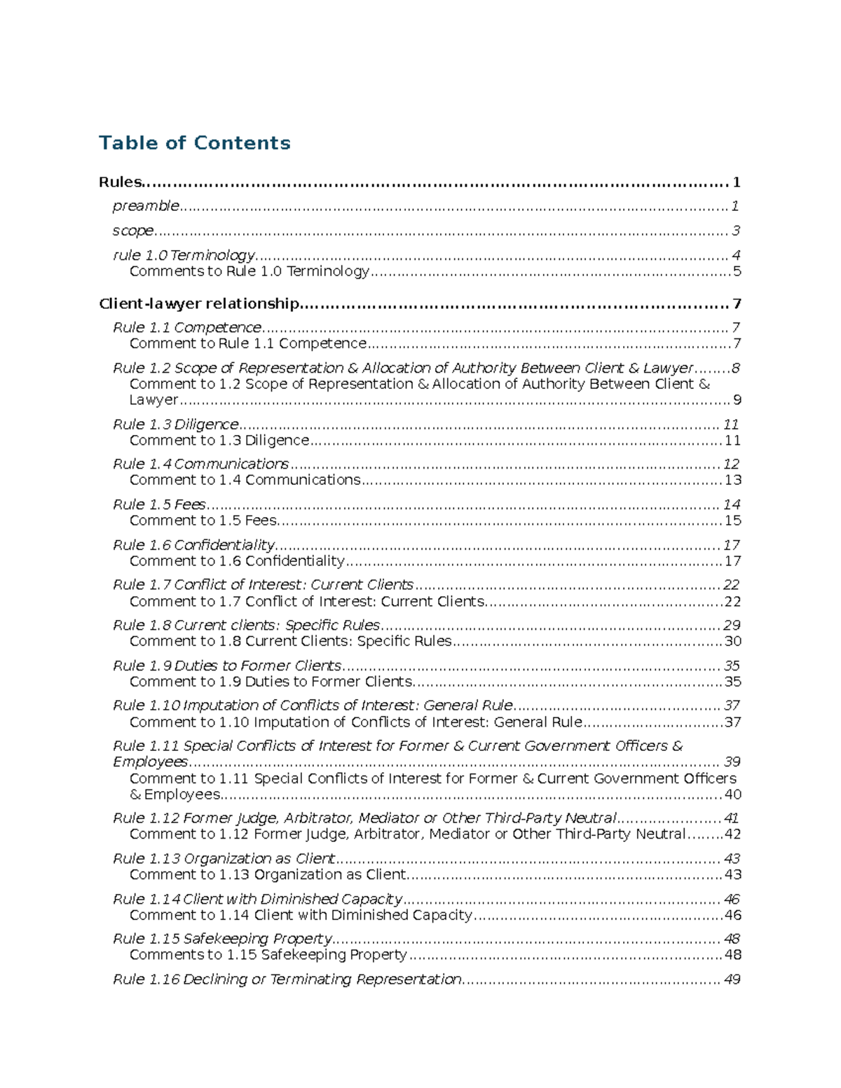 Outline Based on MRPC - Prof. London - Table of Contents - Studocu