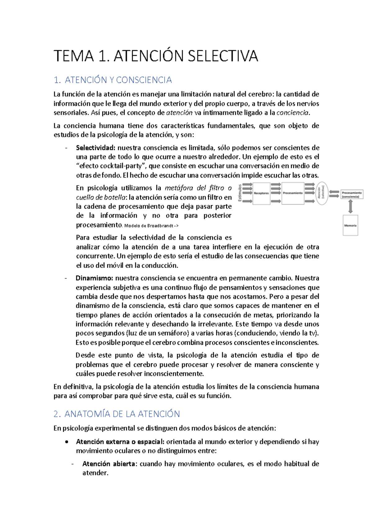 Atención. TEMA 1 - Warning: TT: undefined function: 32 TEMA 1. ATENCIÓN SELECTIVA 1. ATENCIÓN Y ...