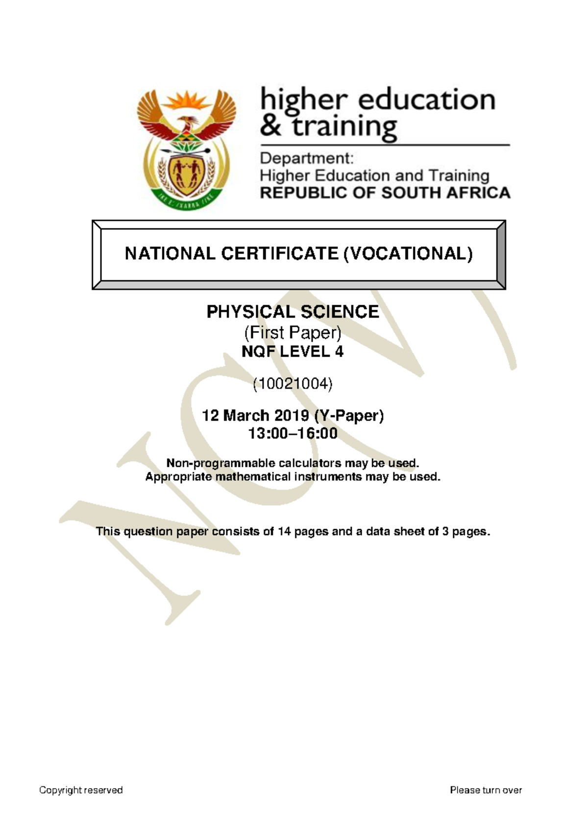 NC2320 - Physical Science L4 P1 QP FEB 2019 Signed off - PHYSICAL ...