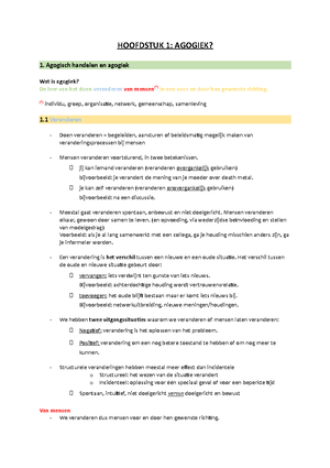 Agogiek - Samenvatting - Agogiek Hoofdstuk 1 Wat is agogiek? Agogisch handelen en agogiek ...