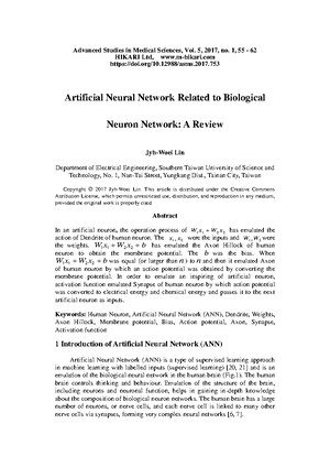 Reading - U6 - An introduction to artificial neural networks - Diffr - Studocu