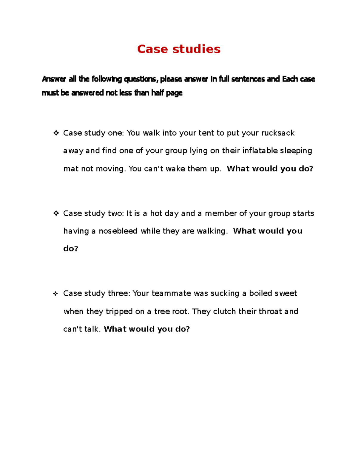 Case studies clinica medicine - Case studies Answer all the following ...