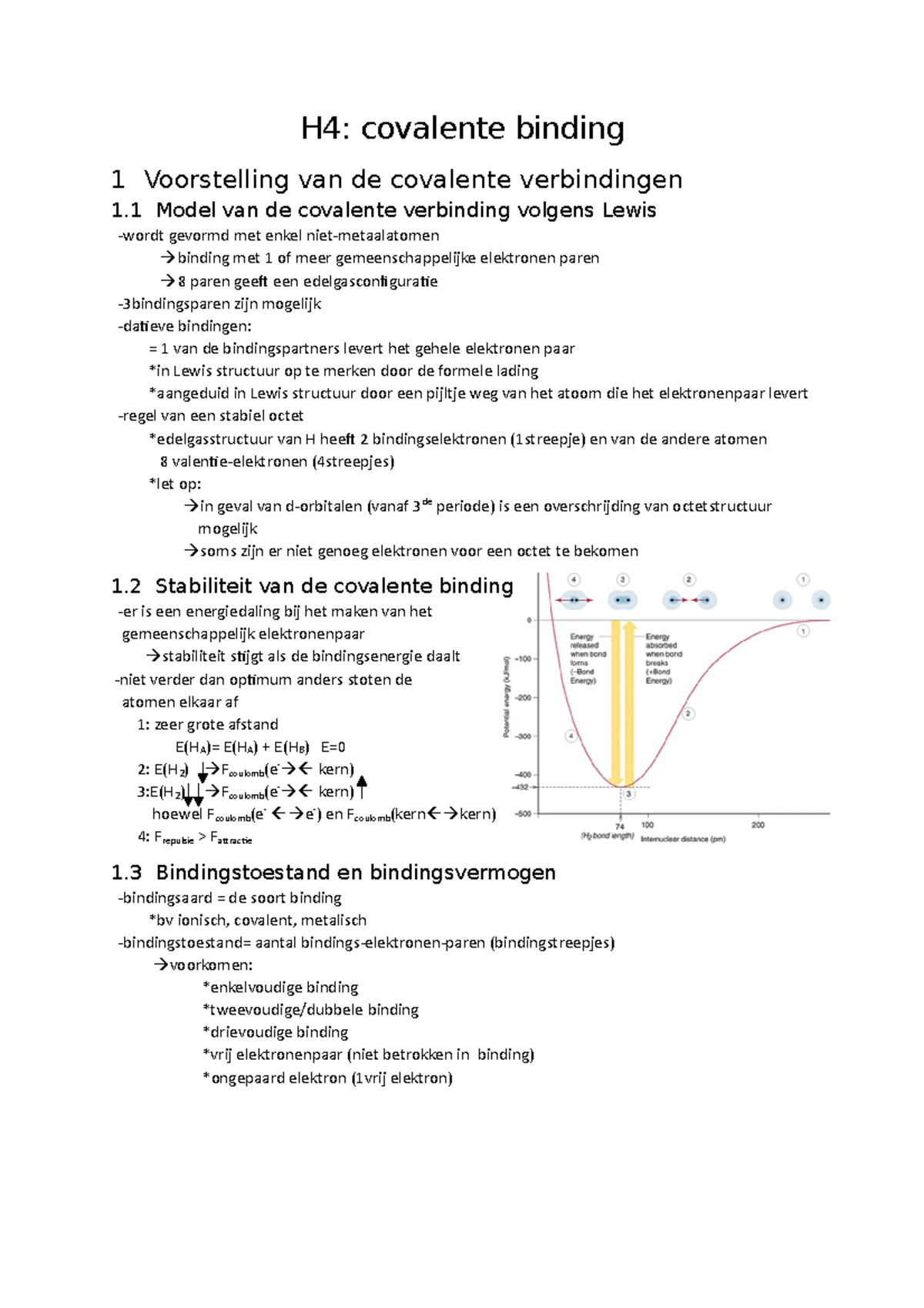 H4covalente bindingen - H4: covalente binding 1 Voorstelling van de ...