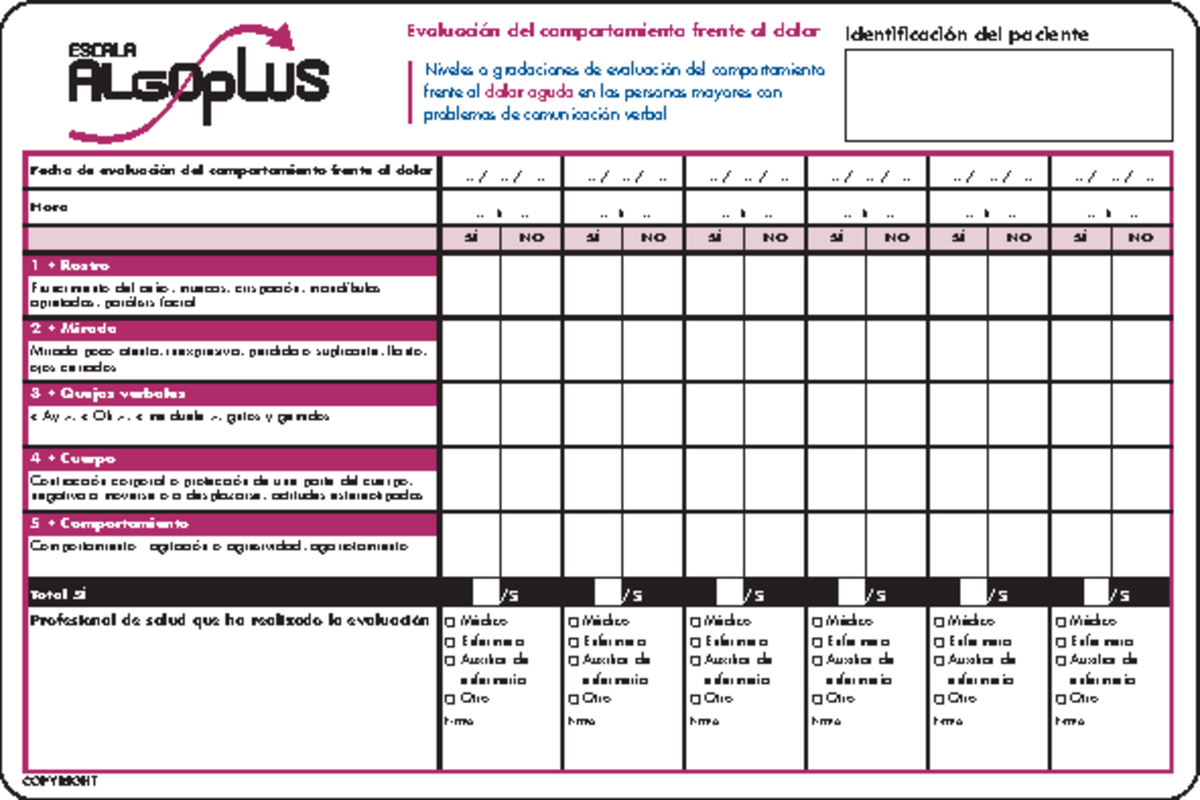 escala de geriatría - Niveles o gradaciones de evaluación del ...
