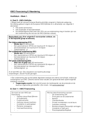 Doelstellingen KMO Waardering - Europese kmo definitie en ...