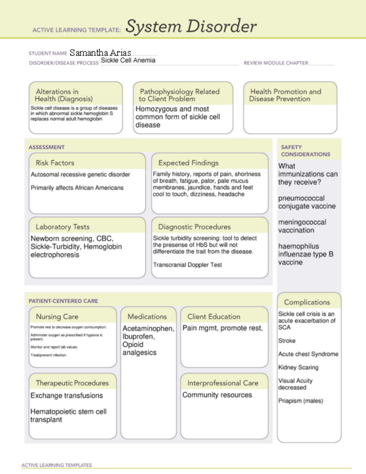PVD System Disorder - ACTIVE LEARNING TEMPLATE: System Disorder STUDENT ...
