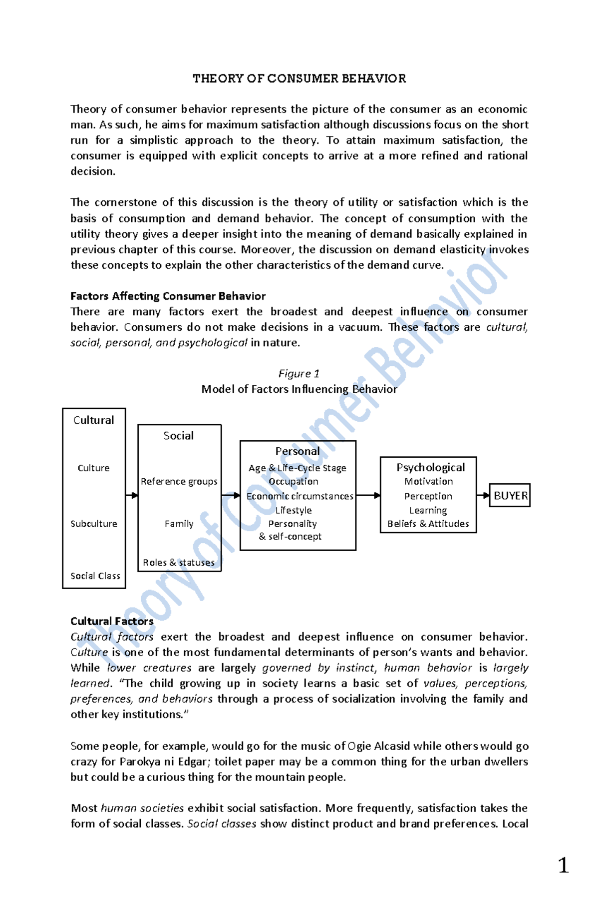 Module 3 Consumer Behavior - THEORY OF CONSUMER BEHAVIOR Theory of ...