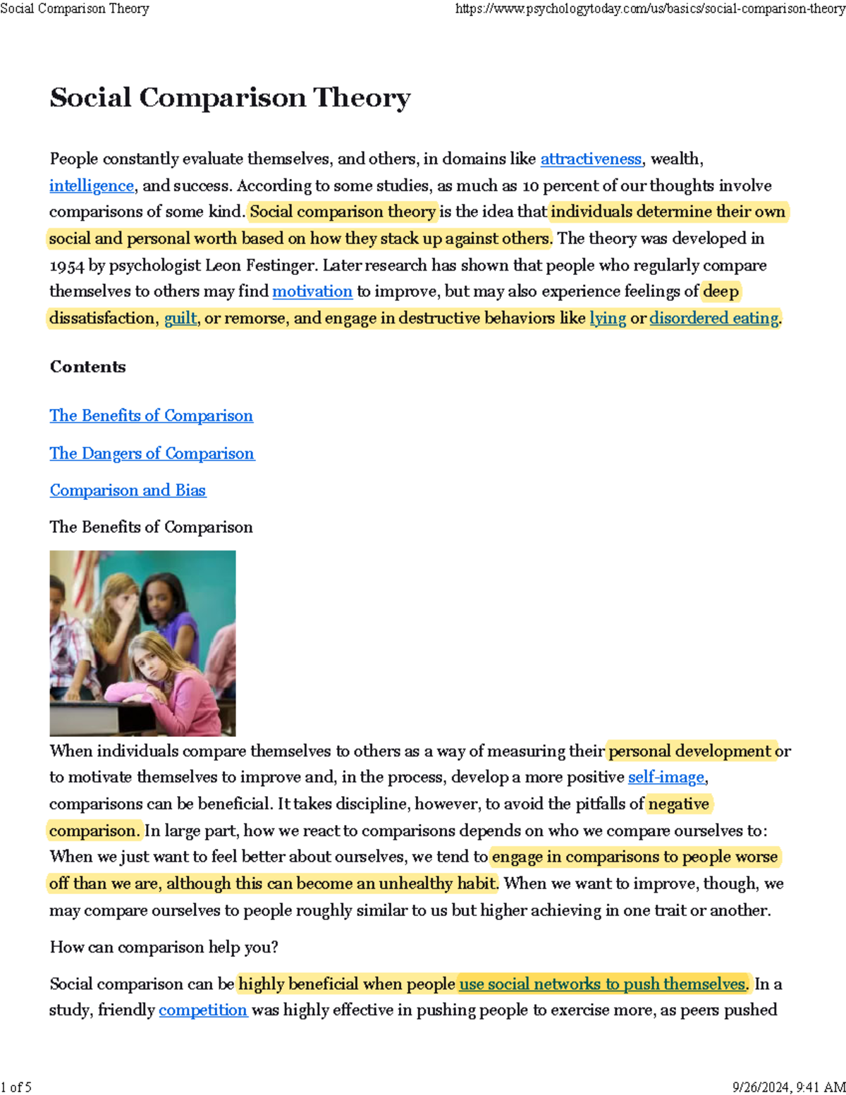 Social Comparison Theory - Social Comparison Theory People constantly ...