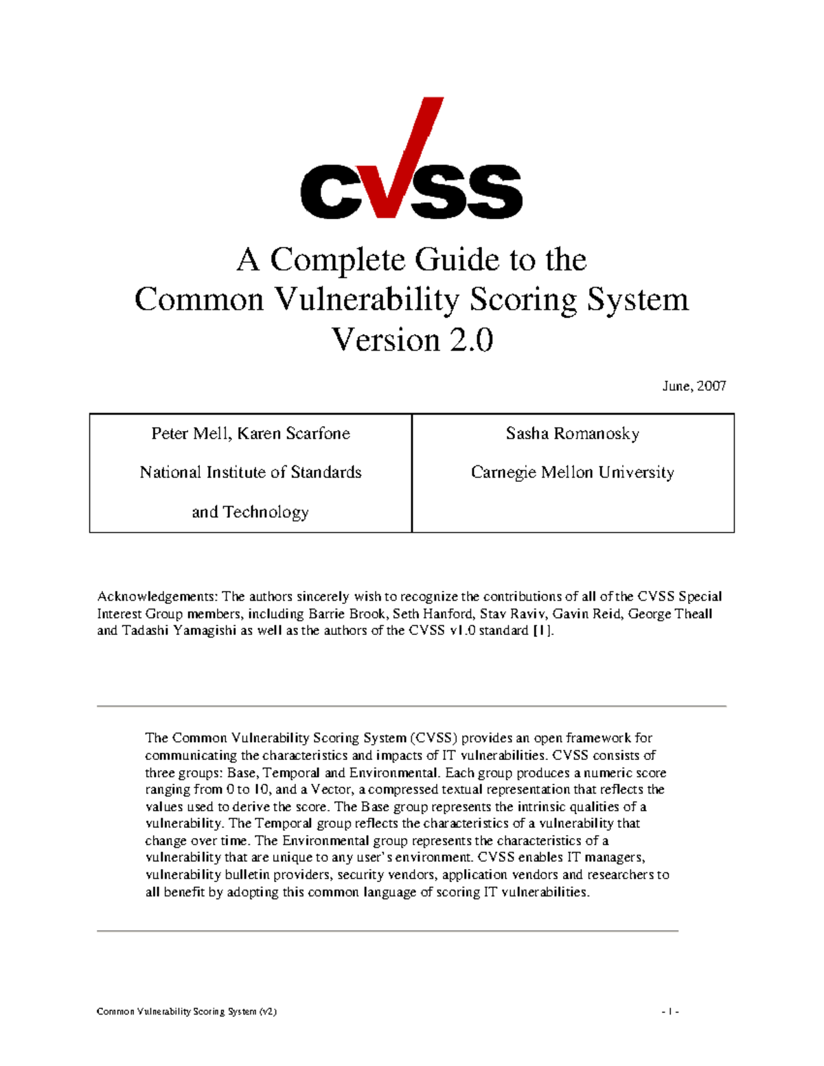 Cvss-v2-guide SE unit 8 textbook 1 - A Complete Guide to the Common Vulnerability Scoring System ...