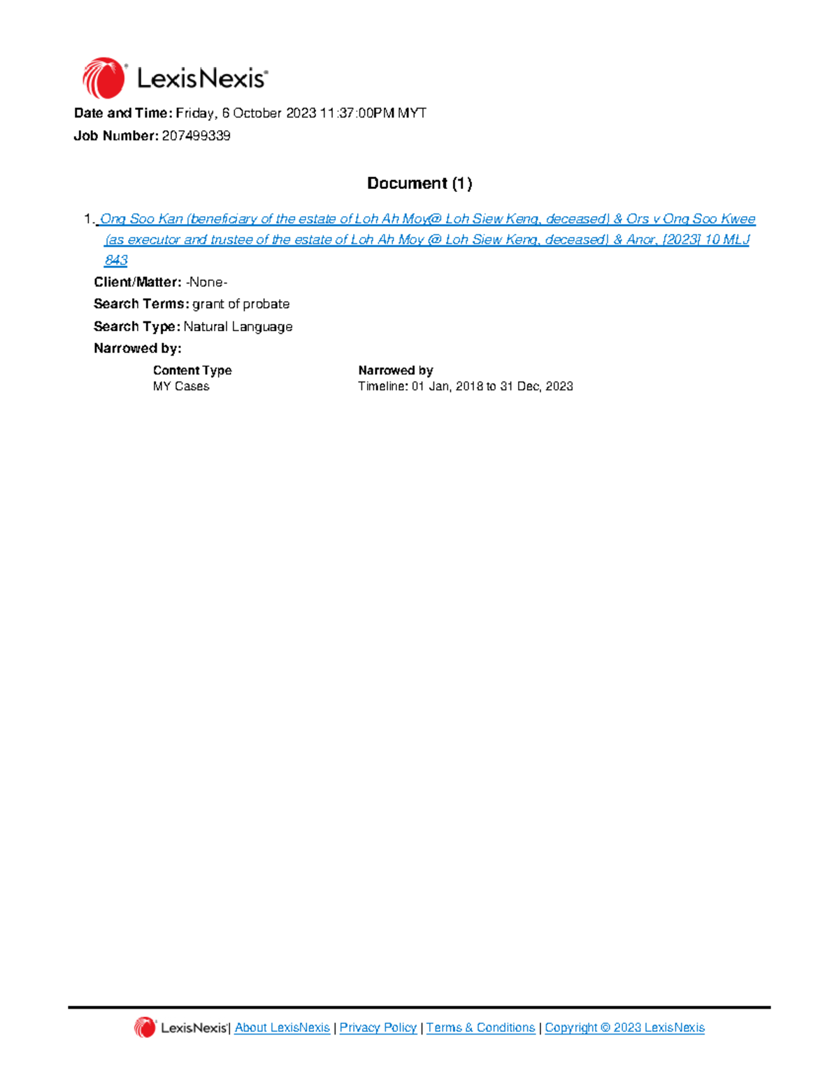 Ong Soo Kan (beneficiary of the estate of Loh Ah Moy@ Loh Siew Keng ...