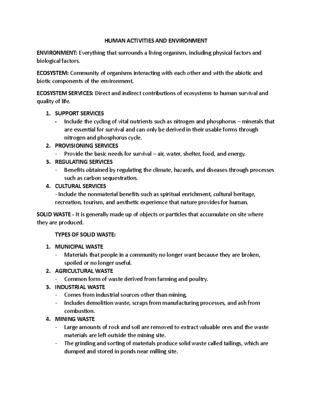 Human Activities AND Environment - Science, Technology, Engineering ...