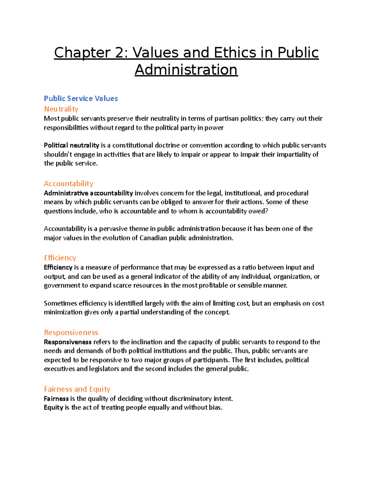 Chapter 2 - Chapter 2: Values and Ethics in Public Administration ...