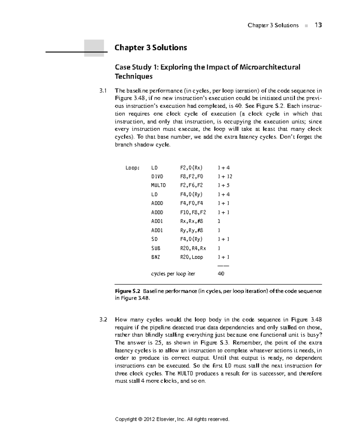 Chapter 03 - Chapter 3 Solutions 13 Case Study 1: Exploring the Impact of Microarchitectural ...