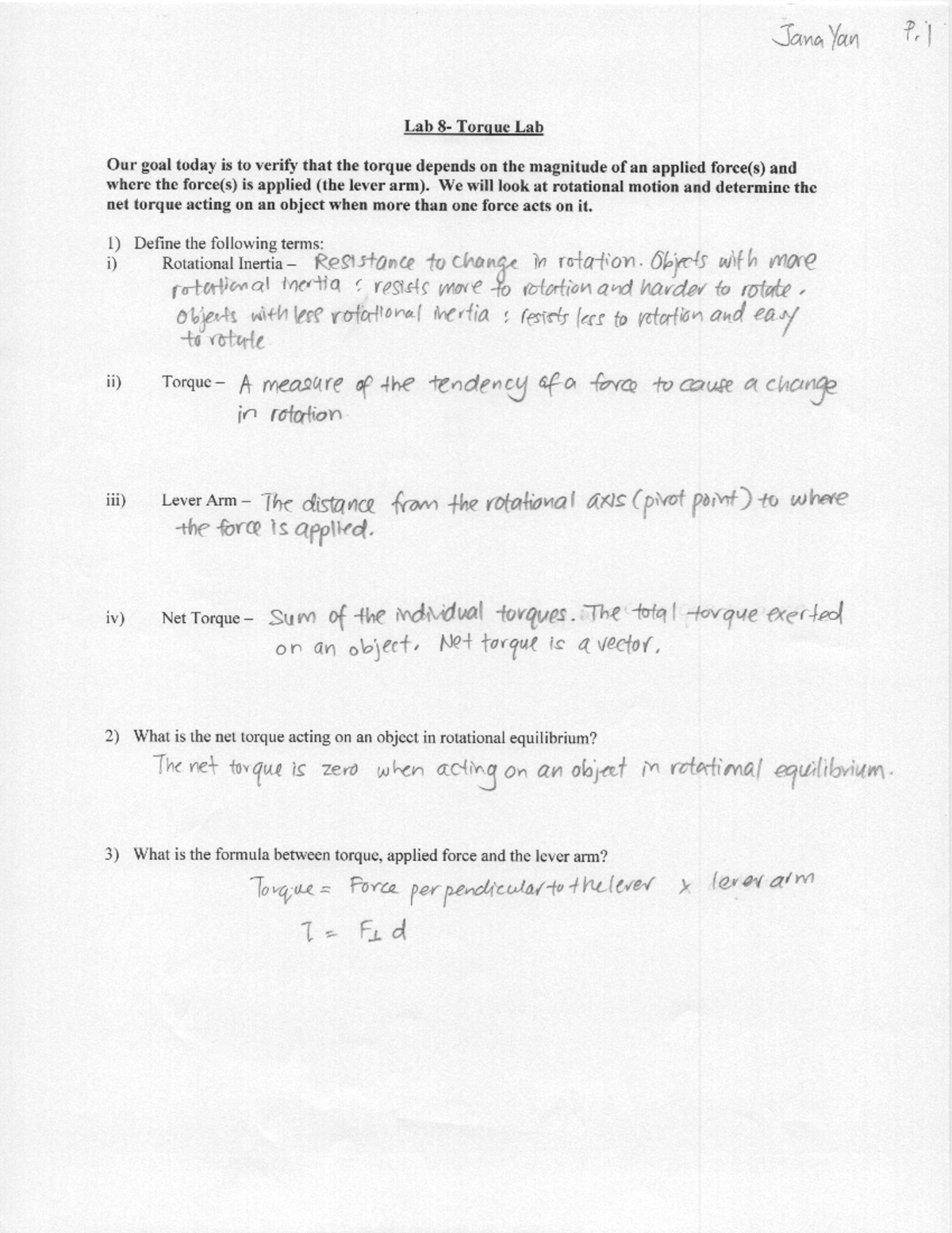 Lab8 - Lab - PHY 110 - Studocu