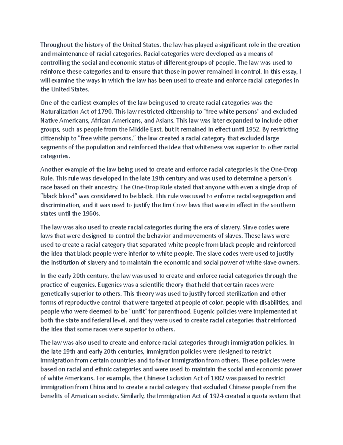 Law and the Creation of Racial Categories in the United States ...