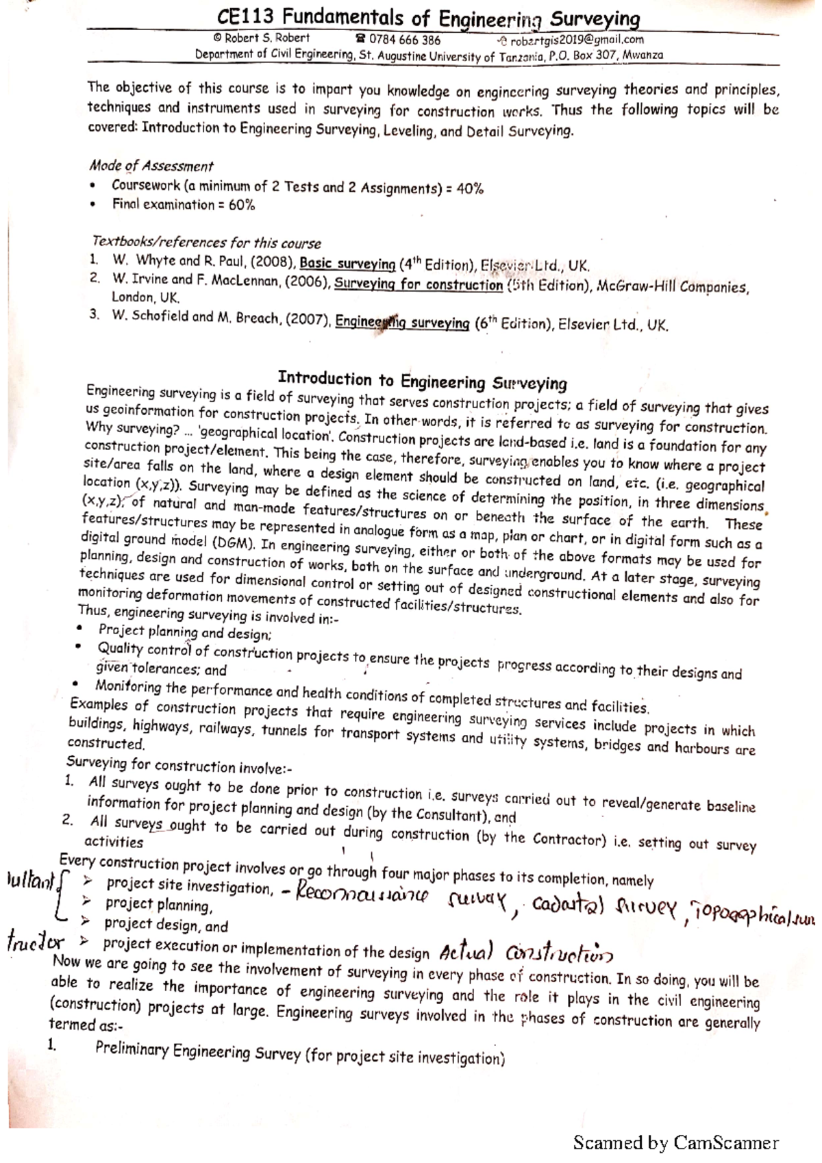 Engineering survey - civil engineering - Studocu