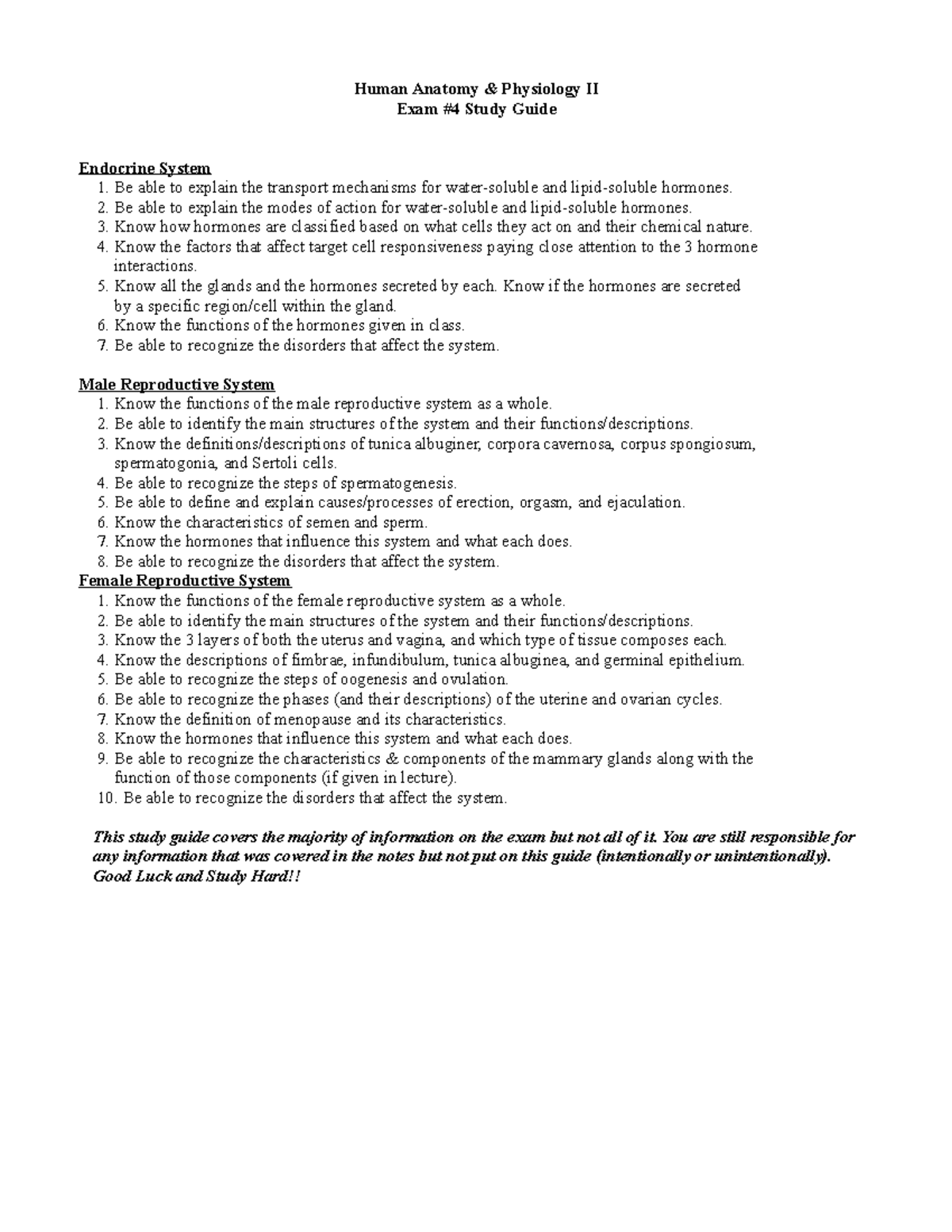 101-3e373726245 b21b-Exam4Study Guide - Human Anatomy & Physiology II ...