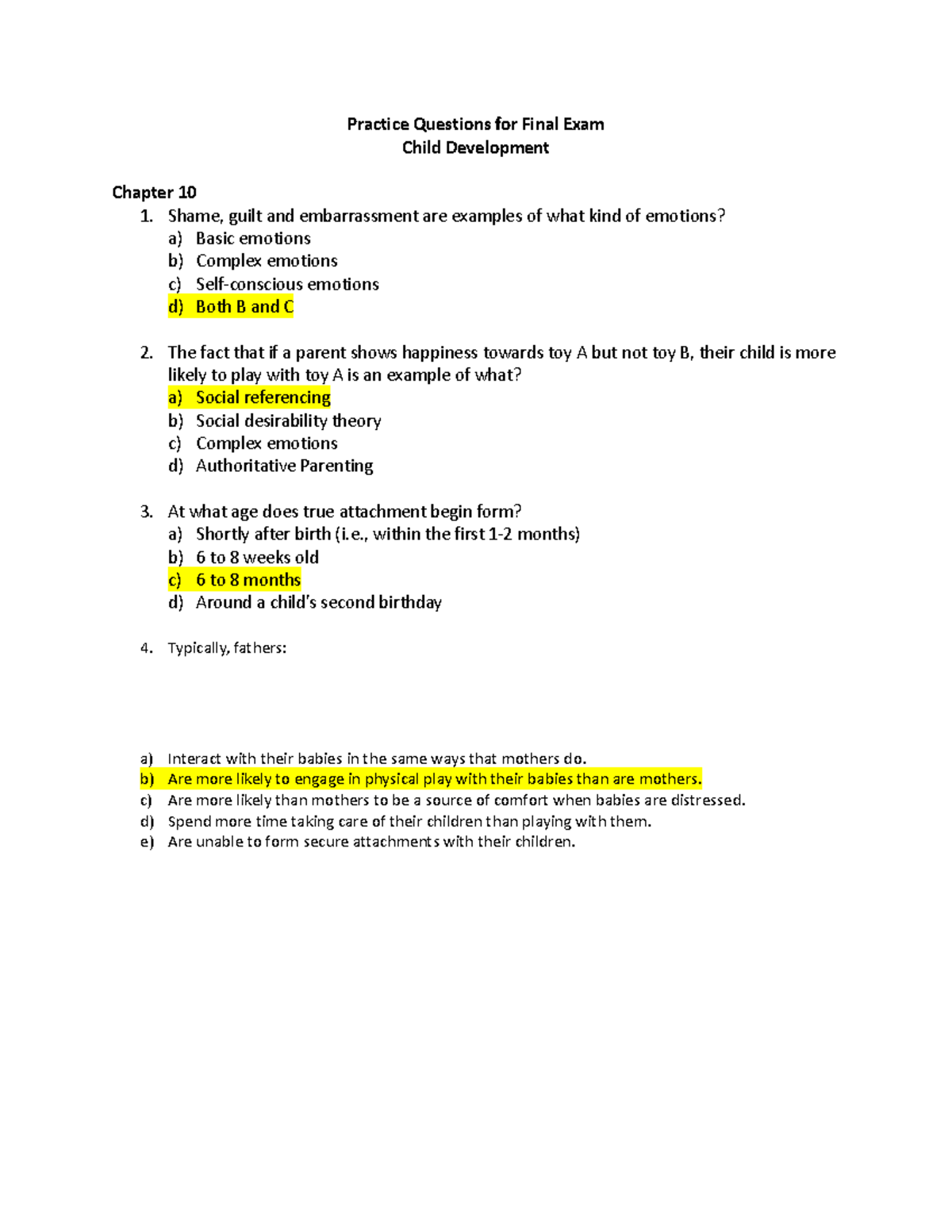 2040 Final Exam Practice Qs - Practice Questions for Final Exam Child ...