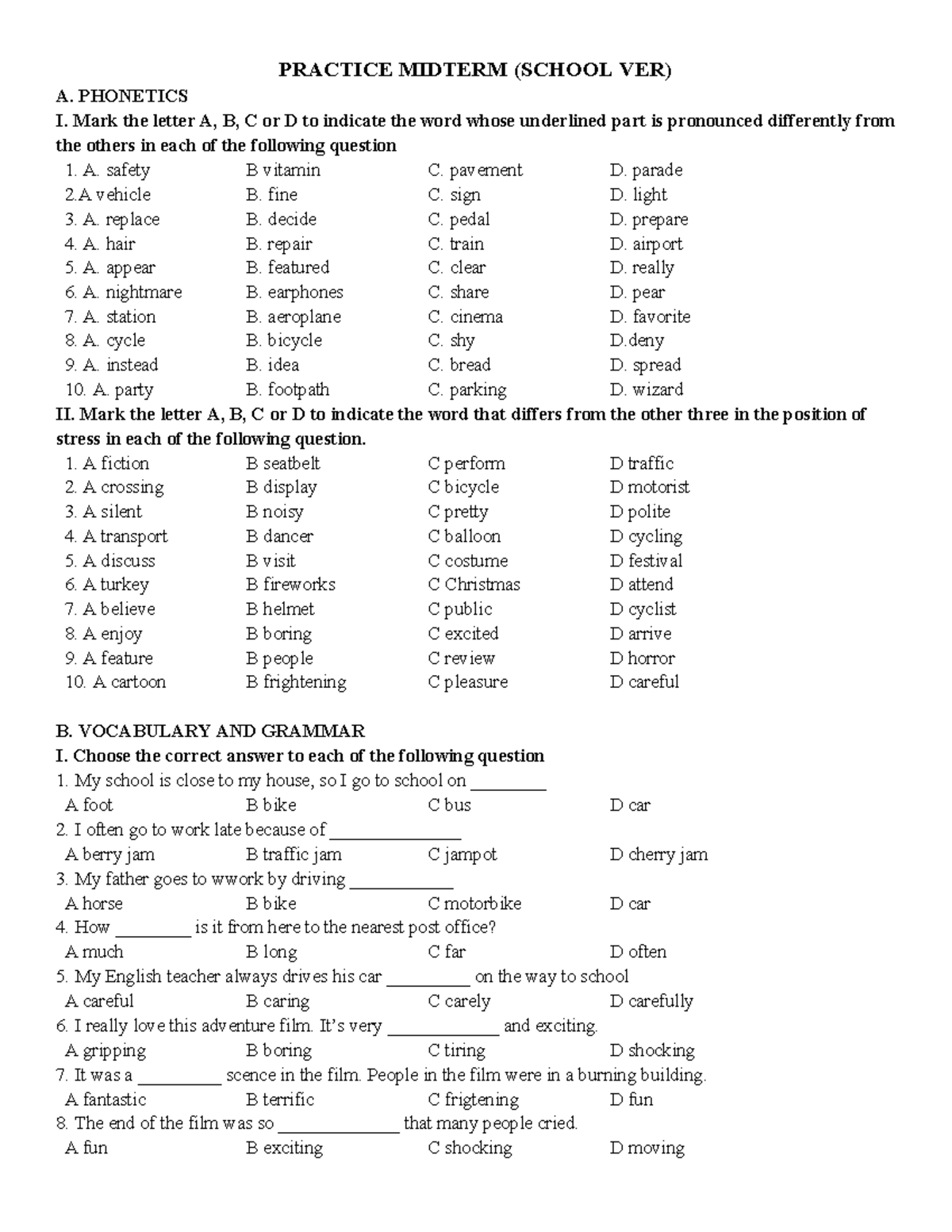 Practice Midterm school ver - PRACTICE MIDTERM (SCHOOL VER) A ...