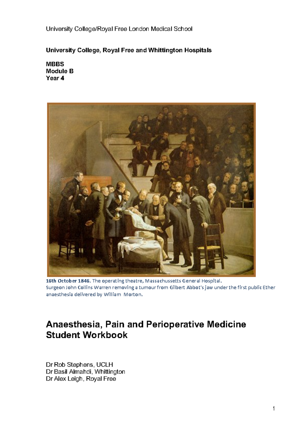 Year 4 Anaesthesia workbook periop - University College/Royal Free ...