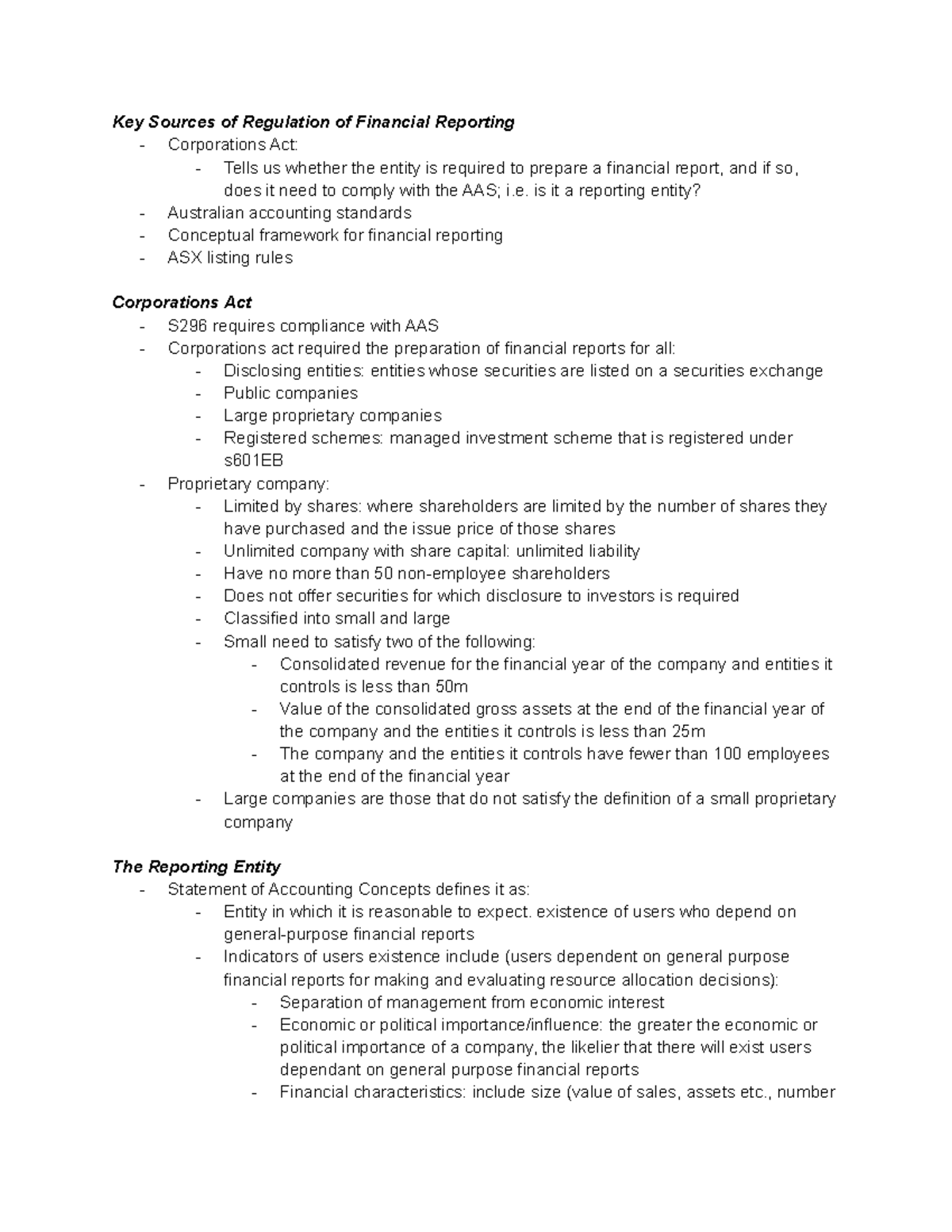 Week 1 The Regulatory Framework and the Conceptual Framework - Key ...